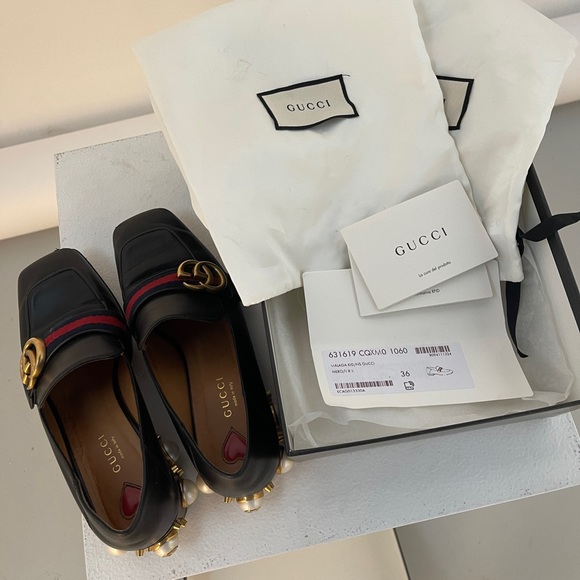 Gucci | Shoes | Gucci Mid Heel Loafer Pearl Stud | Poshmark